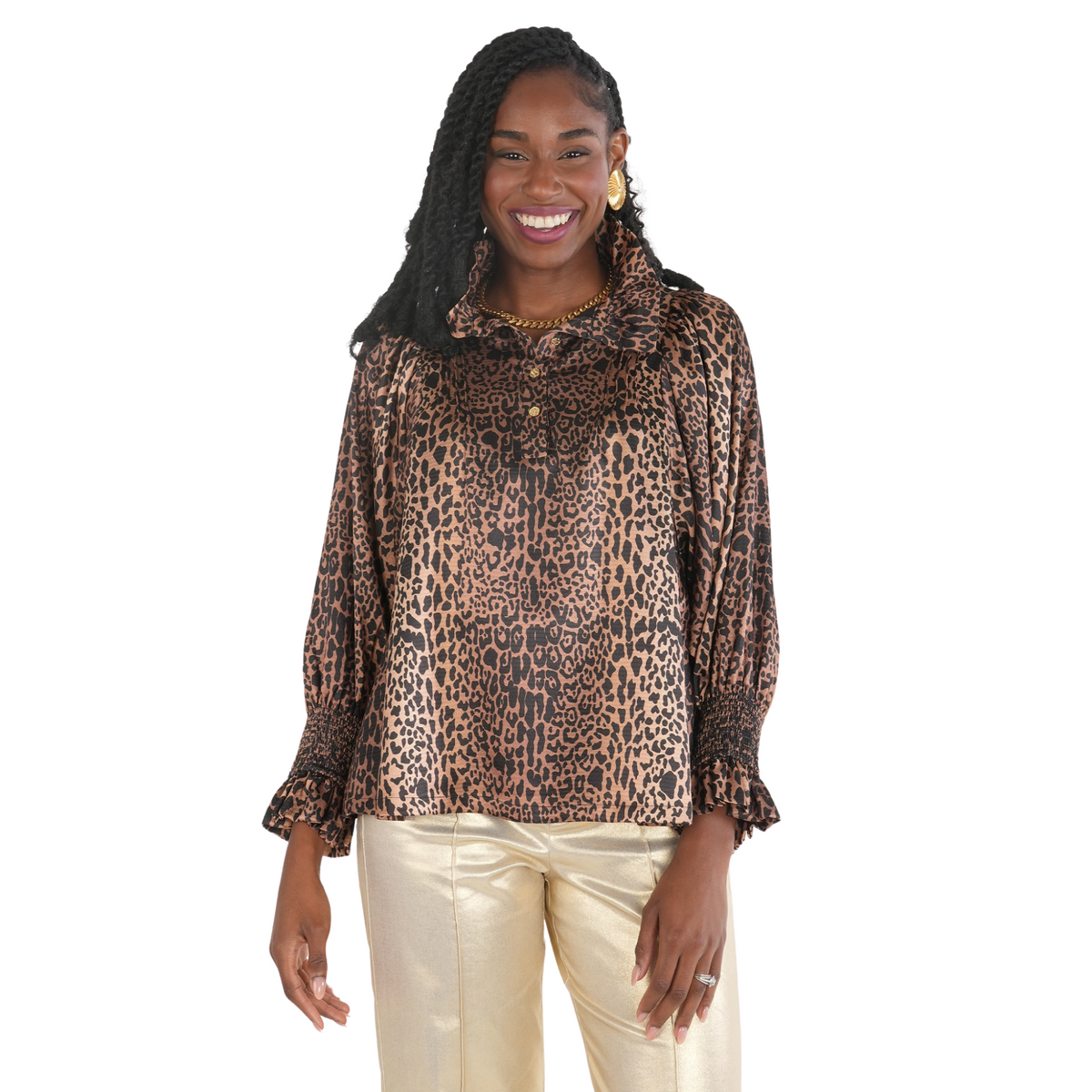 Charlotte Top in Lady Leopard – Fairley Fancy